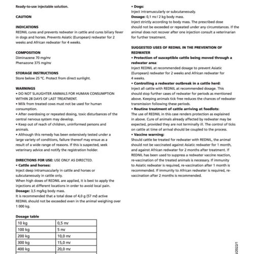 Rednil Injectable Solution (100ml) - Vet Products Online